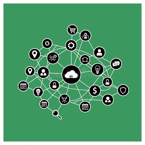 Cloud Computing Network with Connected Service Icons Stock Illustration ...