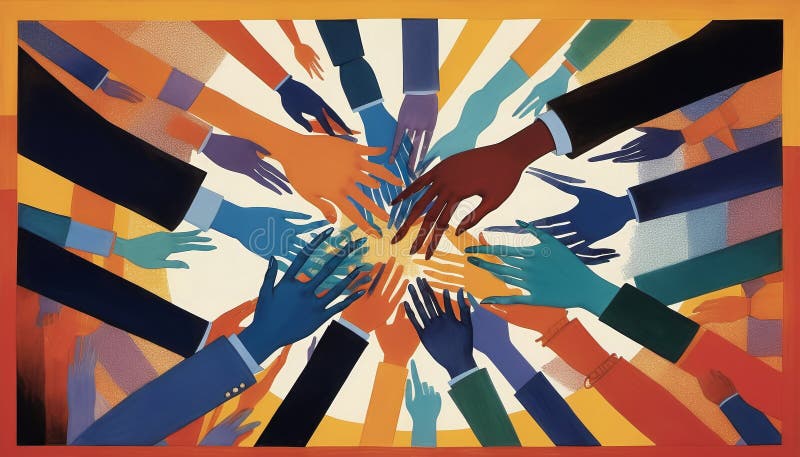 Illustrative Representation of Different Hands and Arms Moving Towards ...