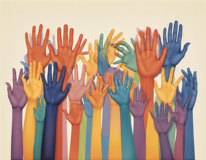 Illustrative Representation of Different Hands and Arms Moving Towards ...