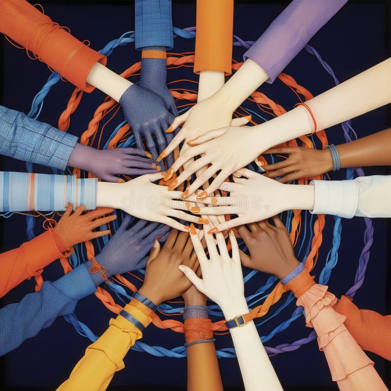 Illustrative Representation of Different Hands and Arms Moving Towards ...