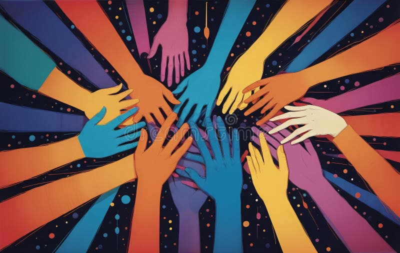 Illustrative Representation of Different Hands and Arms Moving Towards ...