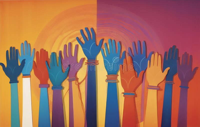 Illustrative Representation of Different Hands and Arms Moving Towards ...