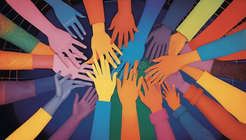 Illustrative Representation of Different Hands and Arms Moving Towards ...