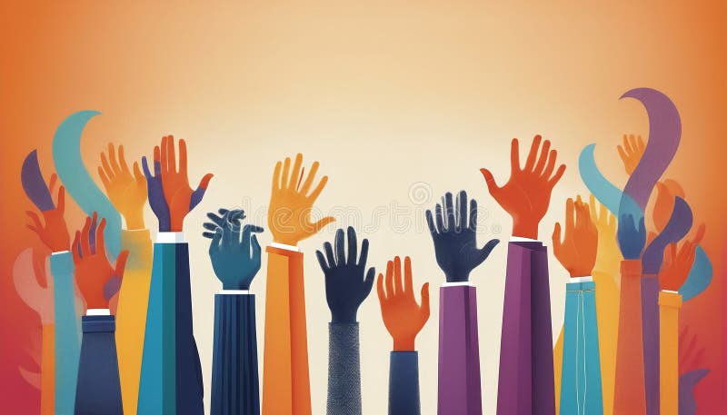 Illustrative Representation of Different Hands and Arms Moving Towards ...