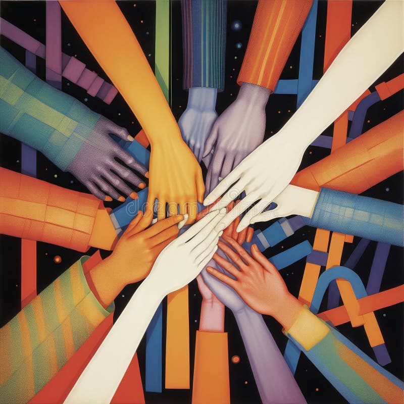 Illustrative Representation of Different Hands and Arms Moving Towards ...