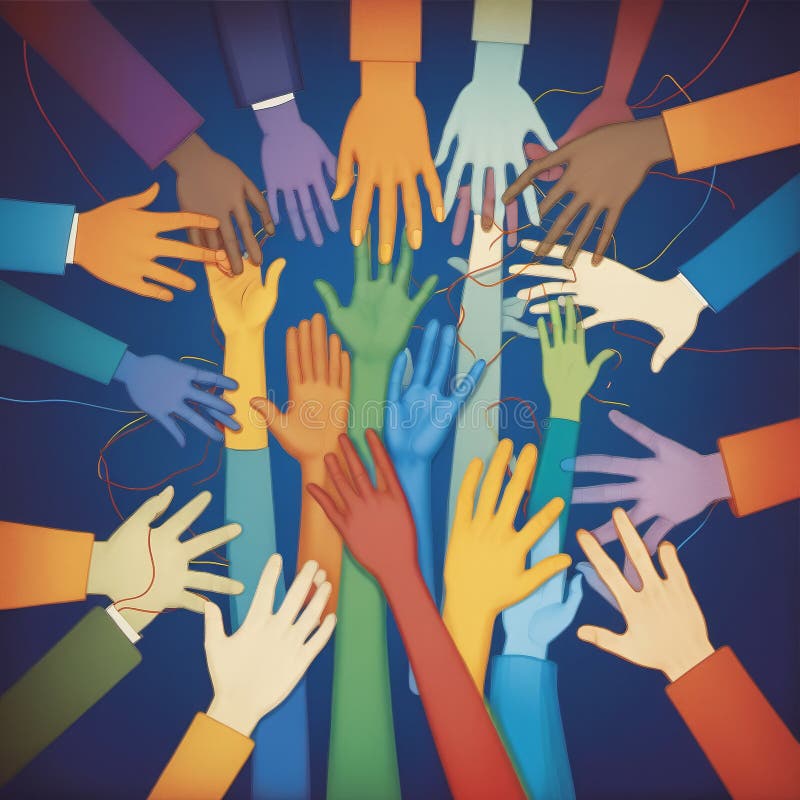 Illustrative Representation of Different Hands and Arms Moving Towards ...