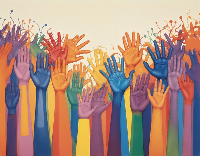 Illustrative Representation of Different Hands and Arms Moving Towards ...