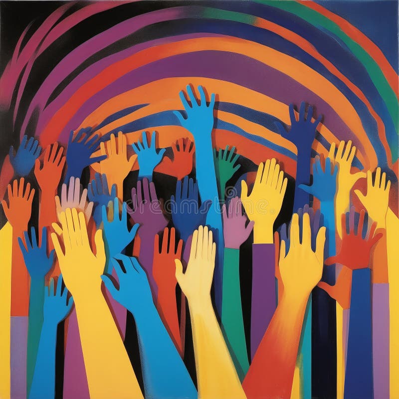 Illustrative Representation of Different Hands and Arms Moving Towards ...