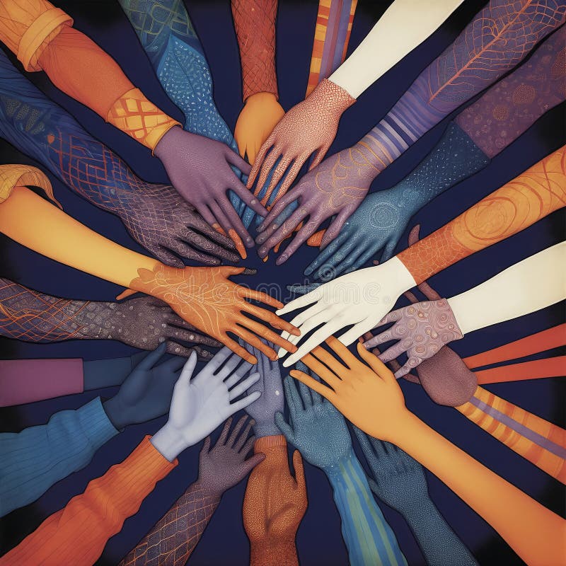 Illustrative Representation of Different Hands and Arms Moving Towards ...