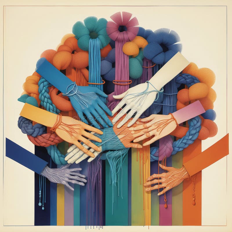 Illustrative Representation of Different Hands and Arms Moving Towards ...