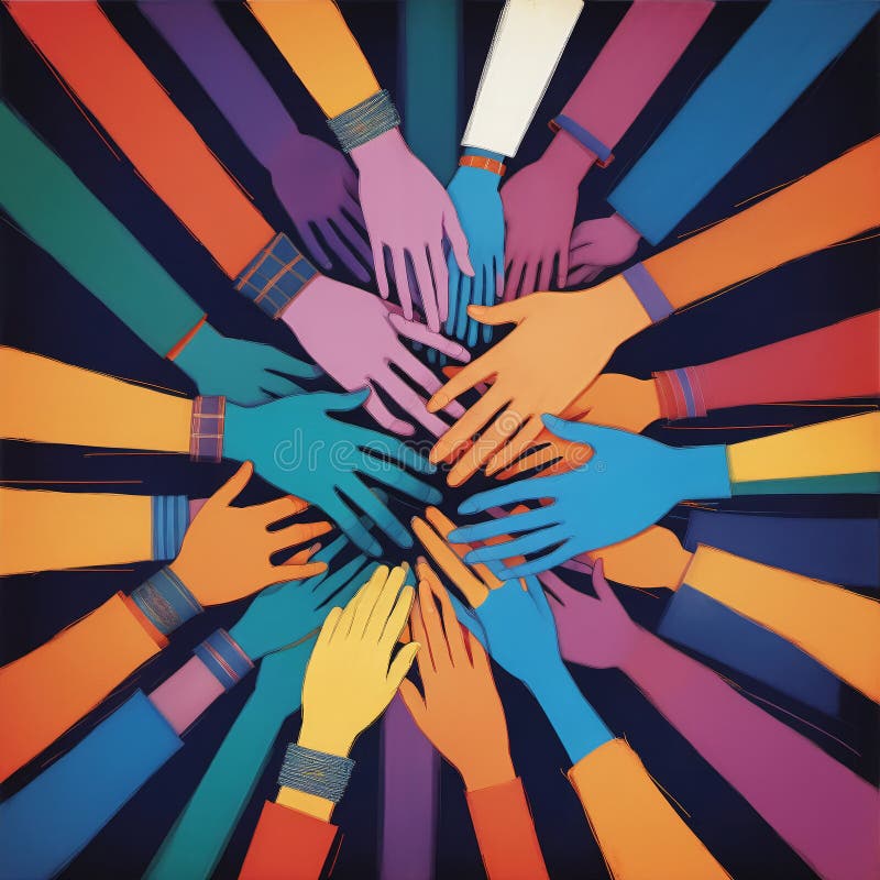 Illustrative Representation of Different Hands and Arms Moving Towards ...