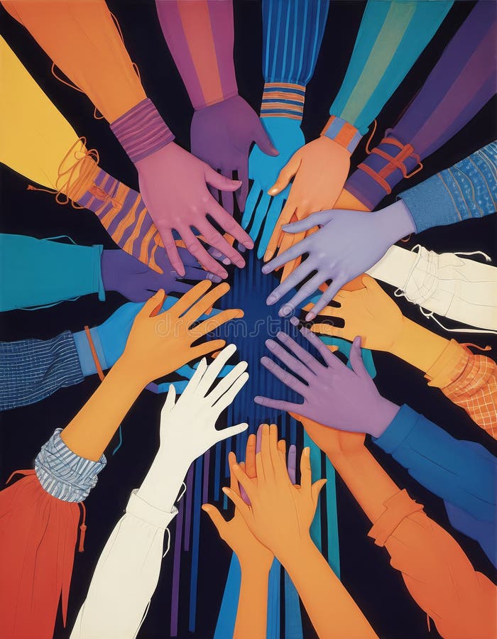 Illustrative Representation of Different Hands and Arms Moving Towards ...