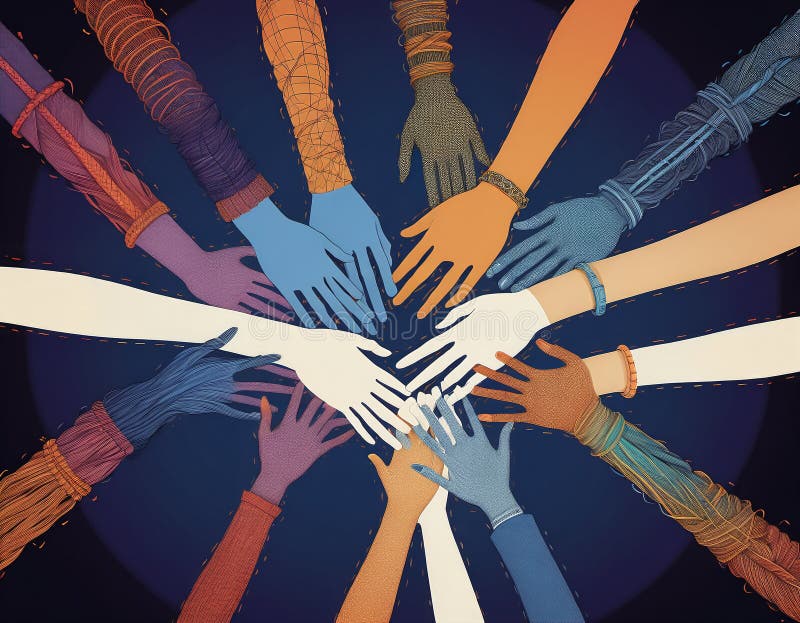 Illustrative Representation of Different Hands and Arms Moving Towards ...