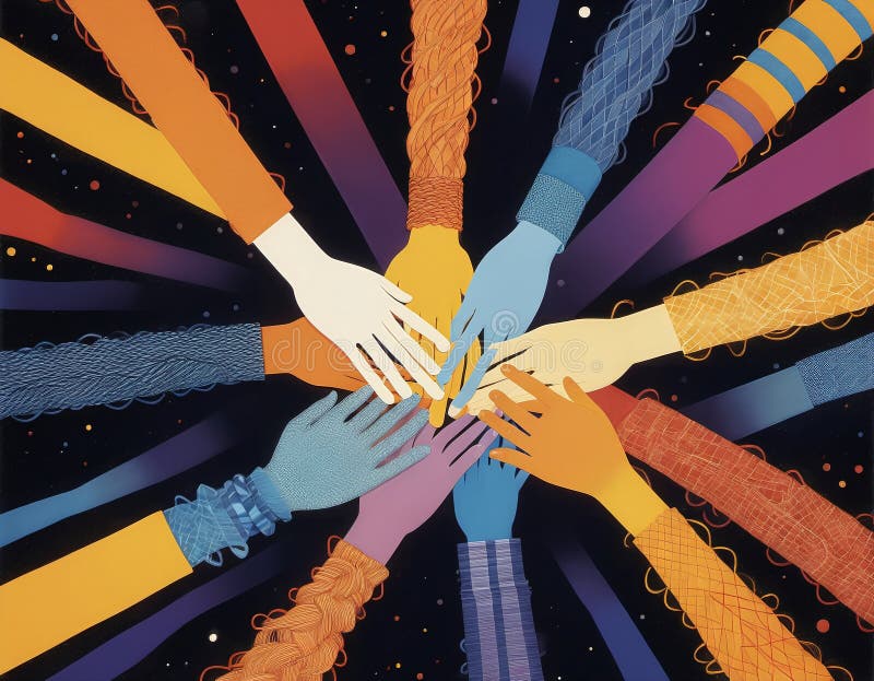 Illustrative Representation of Different Hands and Arms Moving Towards ...