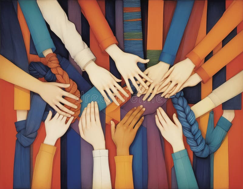 Illustrative Representation of Different Hands and Arms Moving Towards ...