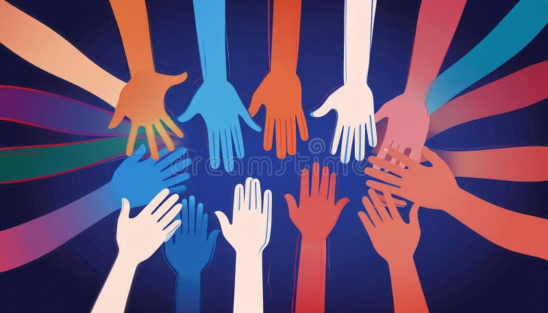 Illustrative Representation of Different Hands and Arms Moving Towards ...