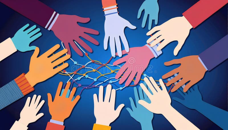 Illustrative Representation of Different Hands and Arms Moving Towards ...