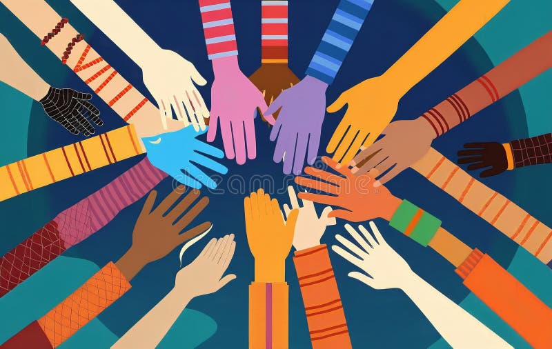 Illustrative Representation of Different Hands and Arms Moving Towards ...