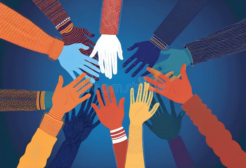 Illustrative Representation of Different Hands and Arms Moving Towards ...