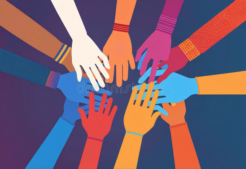 Illustrative Representation of Different Hands and Arms Moving Towards ...