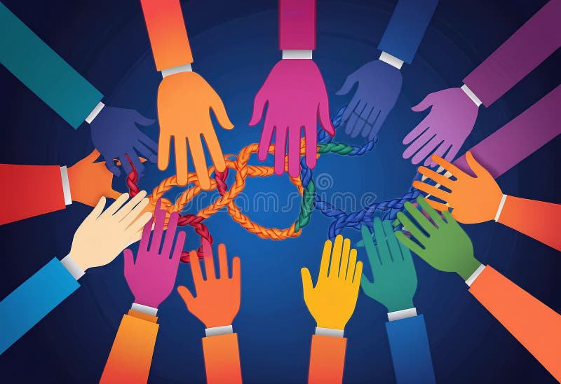 Illustrative Representation of Different Hands and Arms Moving Towards ...