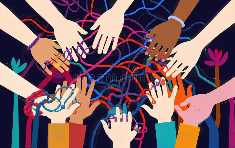 Illustrative Representation of Different Hands and Arms Moving Towards ...