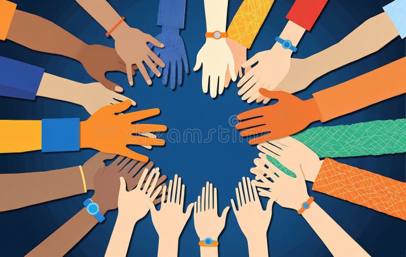 Illustrative Representation of Different Hands and Arms Moving Towards ...