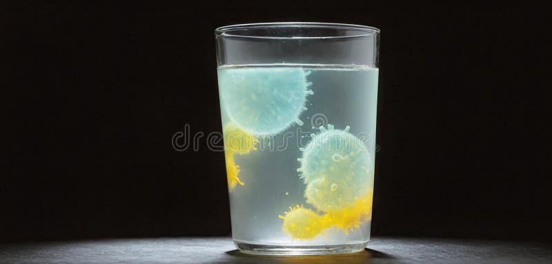 Glass of Contaminated Drinking Water, Warning Sign PFAS, Concept of ...