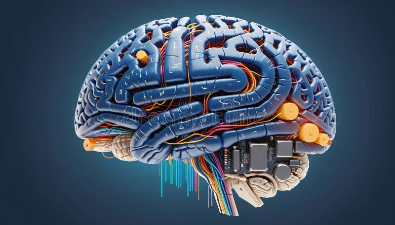 Illustrative Representation of a Human Brain Modified with Technology ...