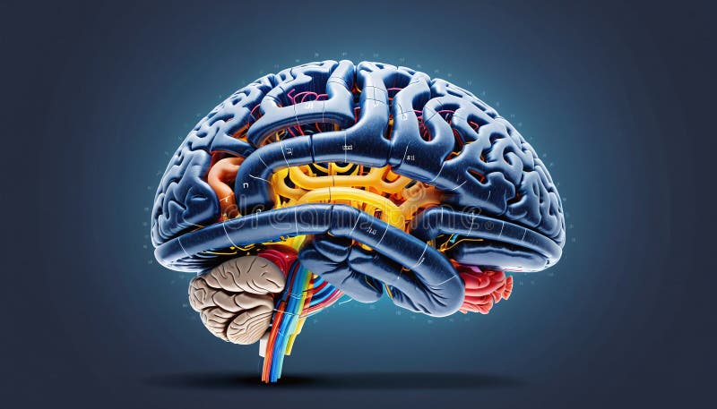 Illustrative Representation of a Human Brain Modified with Technology ...