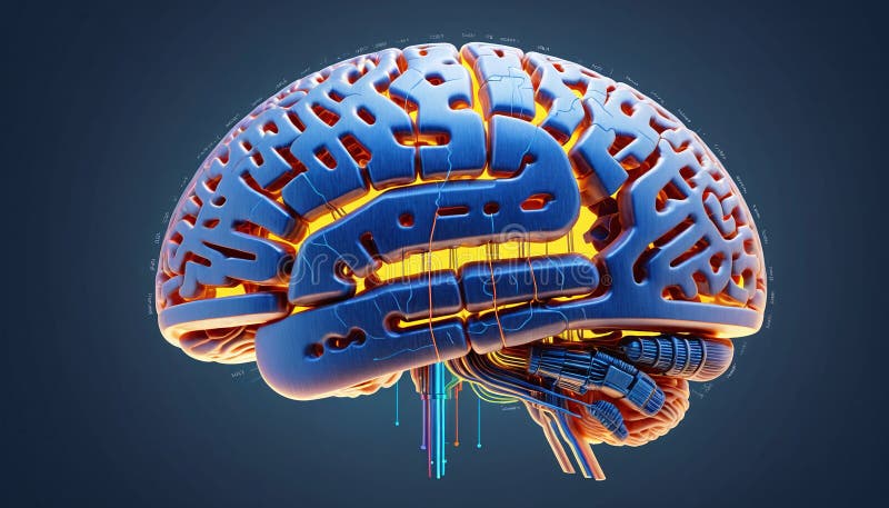 Illustrative Representation of a Human Brain Modified with Technology ...
