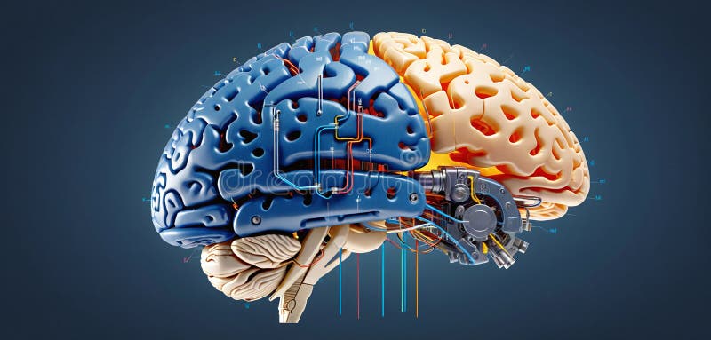 Illustrative Representation of a Human Brain Modified with Technology ...