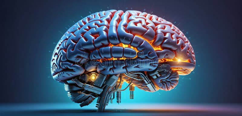 Illustrative Representation of a Human Brain Modified with Technology ...