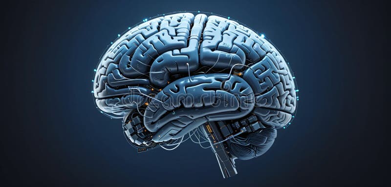 Illustrative Representation of a Human Brain Modified with Technology ...