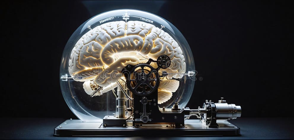 Illustrative Representation of a Human Brain Modified with Technology ...