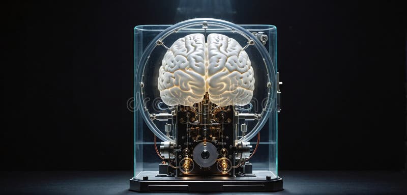 Illustrative Representation of a Human Brain Modified with Technology ...