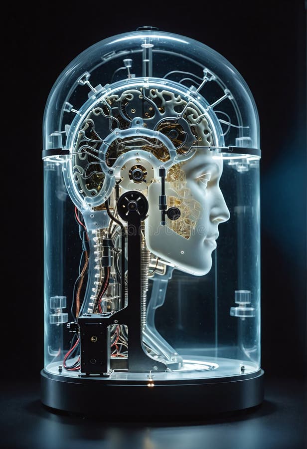 Illustrative Representation of a Human Brain Modified with Technology ...