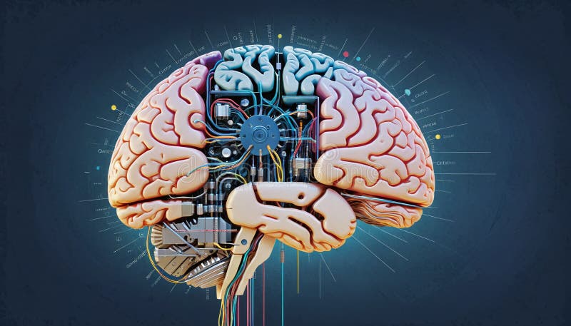 Illustrative Representation of a Human Brain Modified with Technology ...