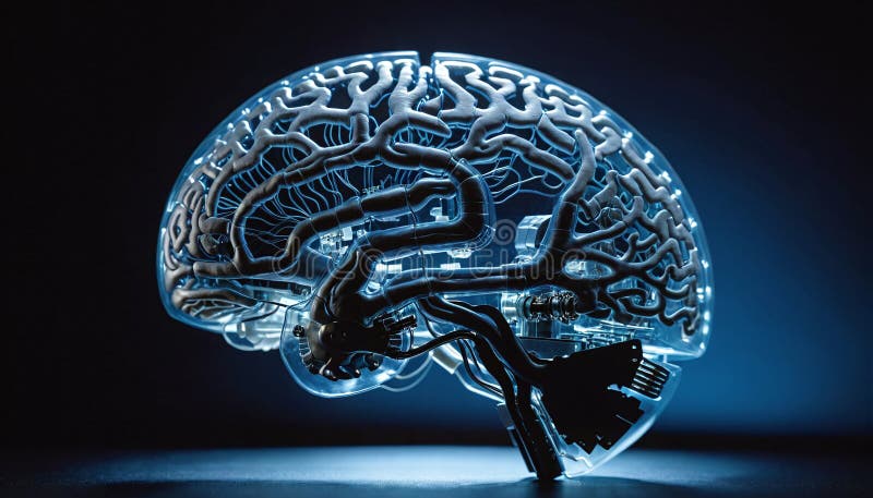 Illustrative Representation of a Human Brain Modified with Technology ...