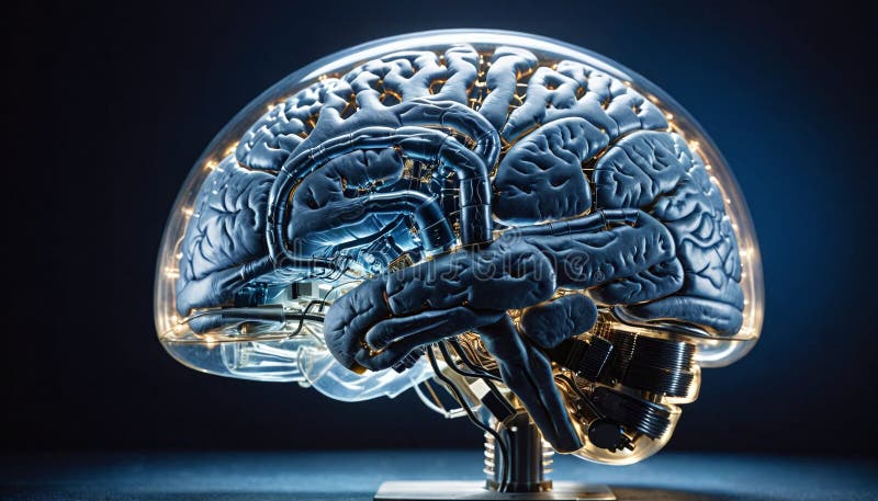 Illustrative Representation of a Human Brain Modified with Technology ...