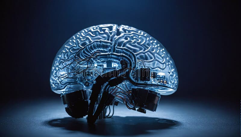Illustrative Representation of a Human Brain Modified with Technology ...