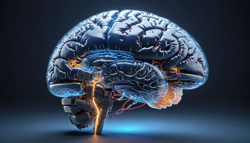 Illustrative Representation of a Human Brain Modified with Technology ...