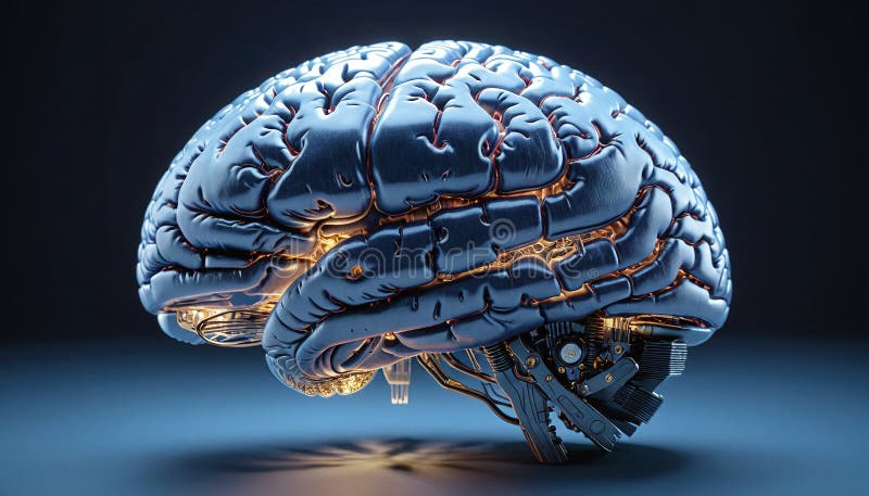 Illustrative Representation of a Human Brain Modified with Technology ...