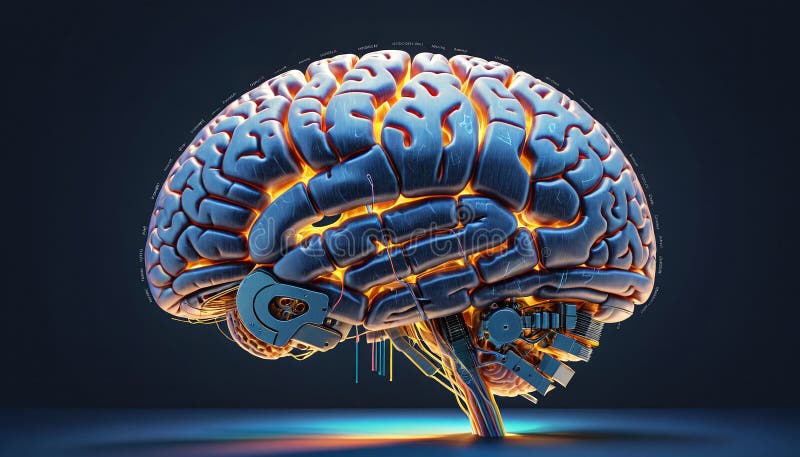 Illustrative Representation of a Human Brain Modified with Technology ...