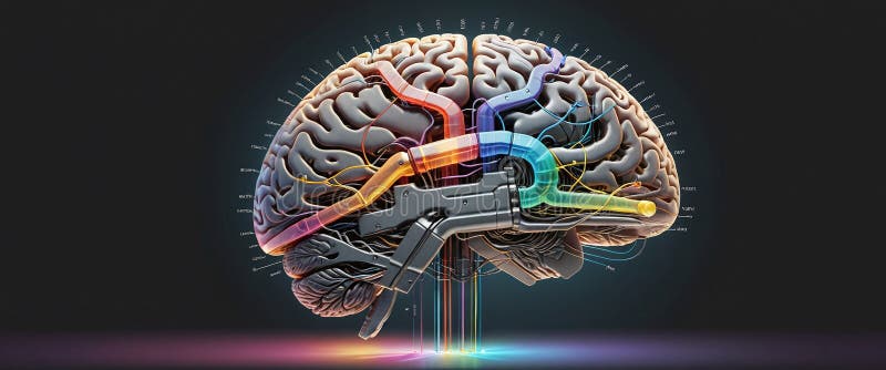 Illustrative Representation of a Human Brain Modified with Technology ...
