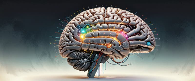 Illustrative Representation of a Human Brain Modified with Technology ...