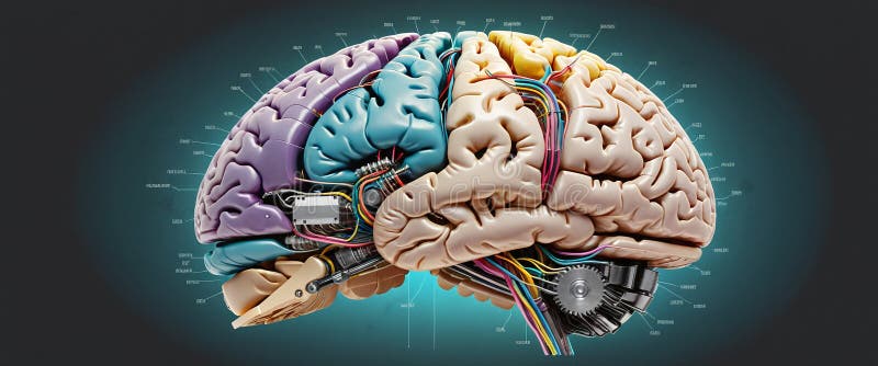Illustrative Representation of a Human Brain Modified with Technology ...