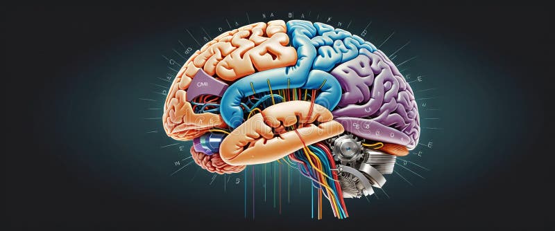 Illustrative Representation of a Human Brain Modified with Technology ...
