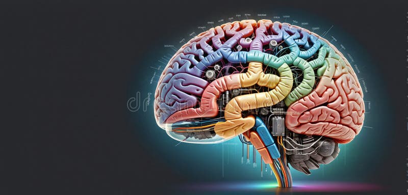 Illustrative Representation of a Human Brain Modified with Technology ...