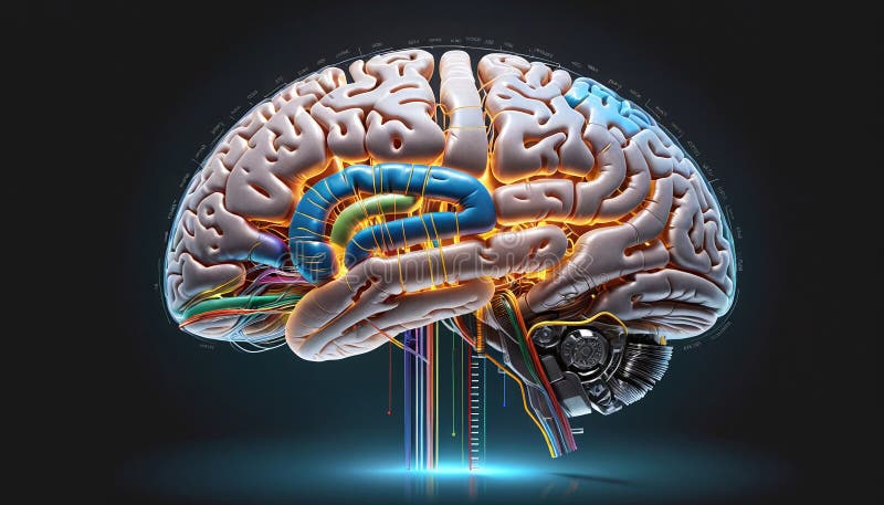 Illustrative Representation of a Human Brain Modified with Technology ...